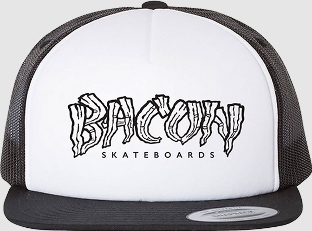 Bacon Hat Logo Mesh Trucker Black/White – Precision Skateshop