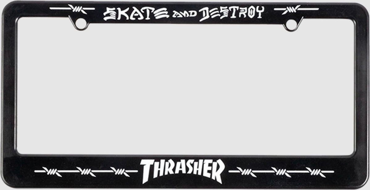 Thrasher Barbed Wire License Plate Holder Black – Precision Skateshop